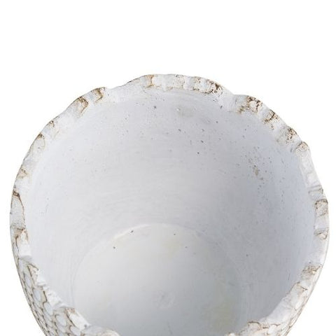 Pot décoratif blanc texturé – Jardinerie Fortier